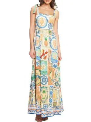 FLYING TOMATO Printed Tie-strap Sundress - Peach