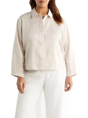 Eileen Fisher Linen Blend A-line Jacket - Wheat