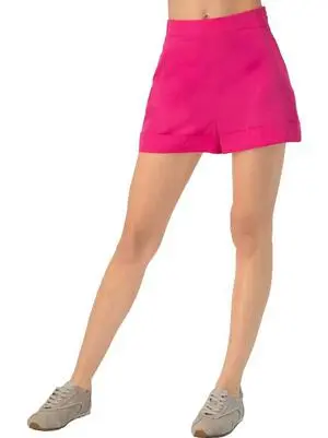 IVONNE Tailored Shorts With Wide Hem - Fuchsia