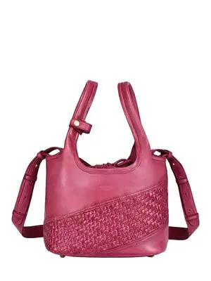 OLD TREND Lily Handwoven Leather Tote - Fuchsia