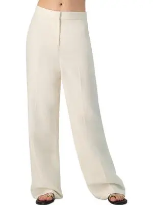 IVONNE Linen Straight-leg Pants - Ivory