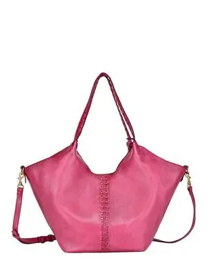 OLD TREND Small Handwoven Leather Tote - Fuchsia