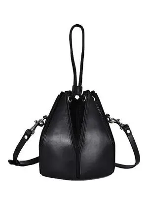 OLD TREND Prism Small Convertible Leather Bucket Crossbody Bag - Black