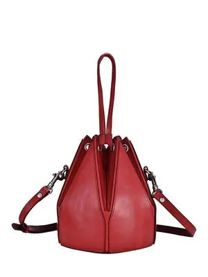 OLD TREND Prism Small Convertible Leather Bucket Crossbody Bag Red