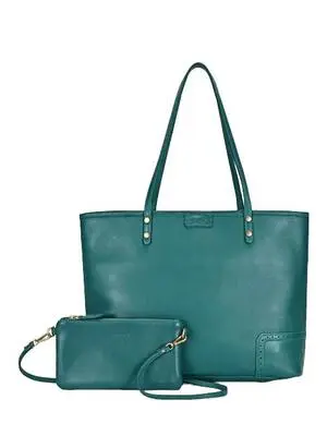 OLD TREND Camellia Medium Reversible Leather Tote - Teal