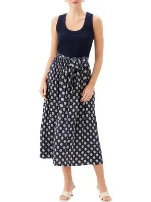 Fifteen Twenty Sleeveless Belted Midi Dress - Navy