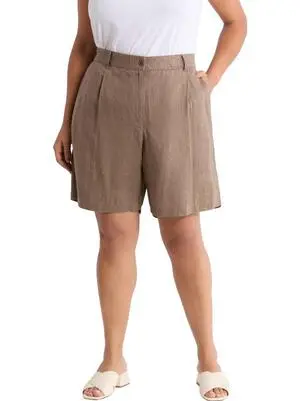 Eileen Fisher Organic Linen Walking Shorts - Walnut