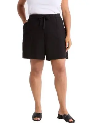 Eileen Fisher Stretch Organic Cotton Drawstring Shorts - Black