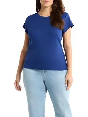 Eileen Fisher Ribbed Organic Cotton Crewneck T-shirt - Deep Dive