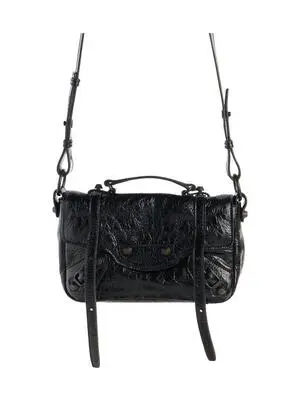 Balenciaga Nano Le City Flap Crinkle Leather Crossbody Bag - Black