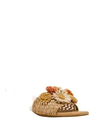 Anne Klein Dia Straw Flower Slide Sandal - Raffia Multicolor