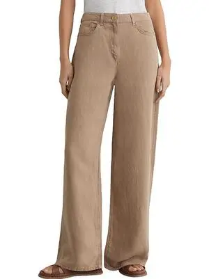 REISS Carmen Wide-leg Trousers - Taupe Neutral