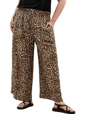 City Chic Resort Print Wide-leg Pants - Leopard