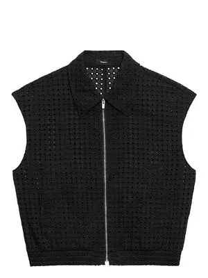 Theory Eyelet Embroidered Sleeveless Top - Black
