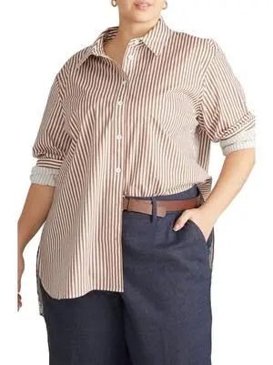 Universal Standard The Artist Poplin Shirt - Allspice Stripe