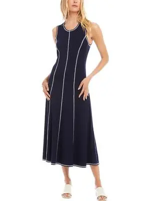 Karen Kane Sleeveless Stitch Detail Midi Dress - Navy
