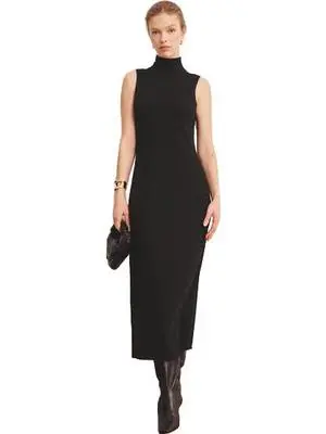 Naadam Sleeveless Cashmere Turtleneck Dress - Black