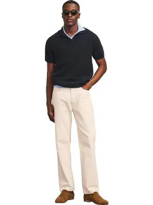 Naadam Lightweight Cashmere Short Sleeve Polo - Navy