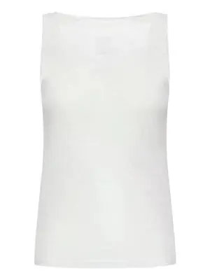 120% Lino Scoop-neck Sleeveless Top - White