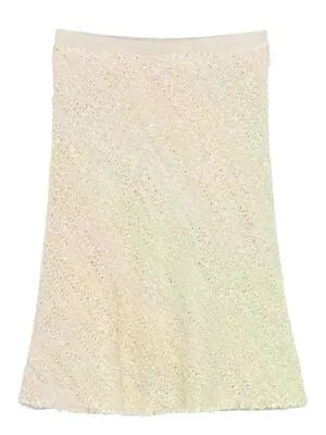 LUISA CERANO Frayed-hem Mini Skirt - Neutrals