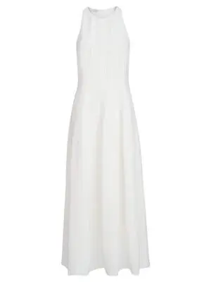 Brunello Cucinelli Twill Pleated Maxi Dress - Beige