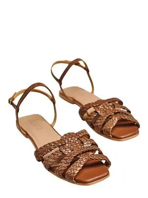 SILENT D Woven Ankle-strap Sandals - Tan