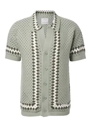 Frescobol Carioca Pinto Crochet Cotton Shirt - Green