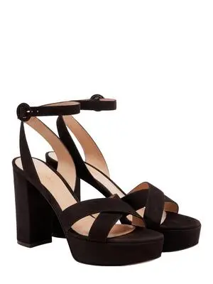 GIANVITO ROSSI Sabrina Suede Platform Sandals - Brown