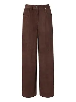 Brunello Cucinelli Suede Wide-leg Trousers - Brown
