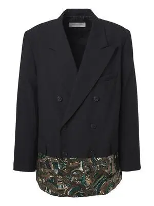Dries Van Noten Embellished Double-breasted Wool Blazer - Black