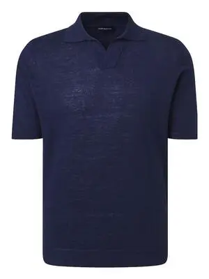 Thom Sweeney Linen And Cotton Polo Shirt - Blue