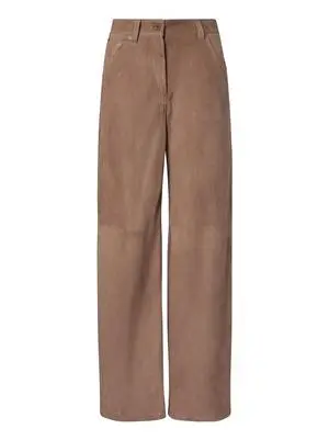 Brunello Cucinelli Suede Wide-leg Pants - Beige