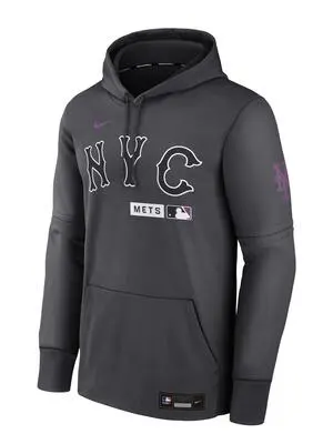Nike New York Mets Authentic Collection City Connect Therma Mlb Pullover Hoodie - Grey