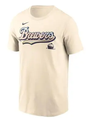 Nike Milwaukee Brewers City Connect Wordmark Mlb T-shirt - Brown