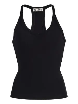 Eterne Ribbed Jersey Racerback Tank Top - Black