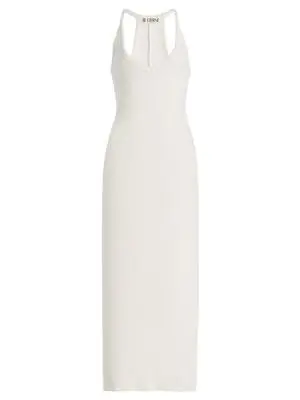 Eterne Ribbed Jersey Halter Maxi Dress - Ivory