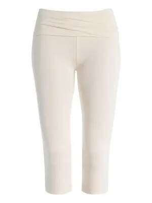 Eterne Foldover Jersey Capri Leggings - Ivory