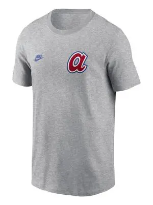 Nike Atlanta Braves Cooperstown 2-hit Large Logo Mlb T-shirt - Grey