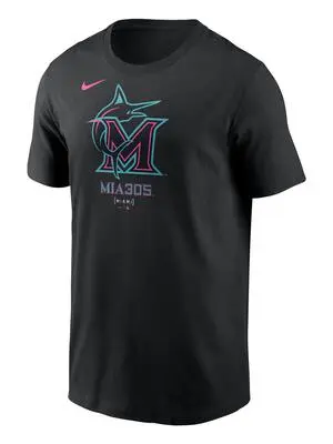 Nike Miami Marlins City Connect Large Logo Mlb T-shirt - Black