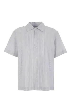 DUNST Striped Short-sleeve Shirt - Blue