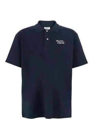 Maison Kitsuné Logo-embroidered Cotton Polo Shirt - Blue