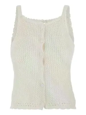 DUNST Open-knit Scalloped-edge Top - Neutrals