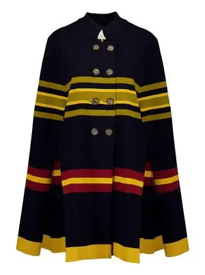 PAULA Alba Multi Stripes Jacquard Knitted Cape - Multicolour