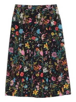 GUCCI Printed Silk Midi Skirt