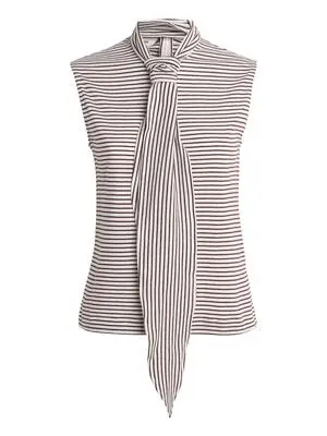 ME+EM Striped Tank With Scarf - Brown