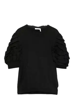 Chloé Ruffled-sleeve Blouse - Black