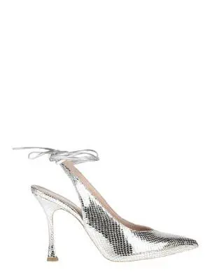 MYCHALOM Metallic Snakeskin-print Stiletto Pumps - Silver