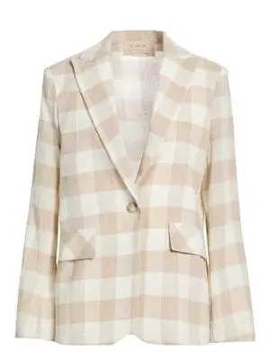KAOS Checked Single-breasted Blazer - Beige