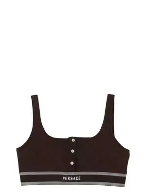 Versace Logo-embroidered Bra - Brown