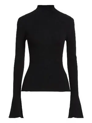DONDUP DONDUP Black Ribbed Knit Bell Sleeve Turtleneck